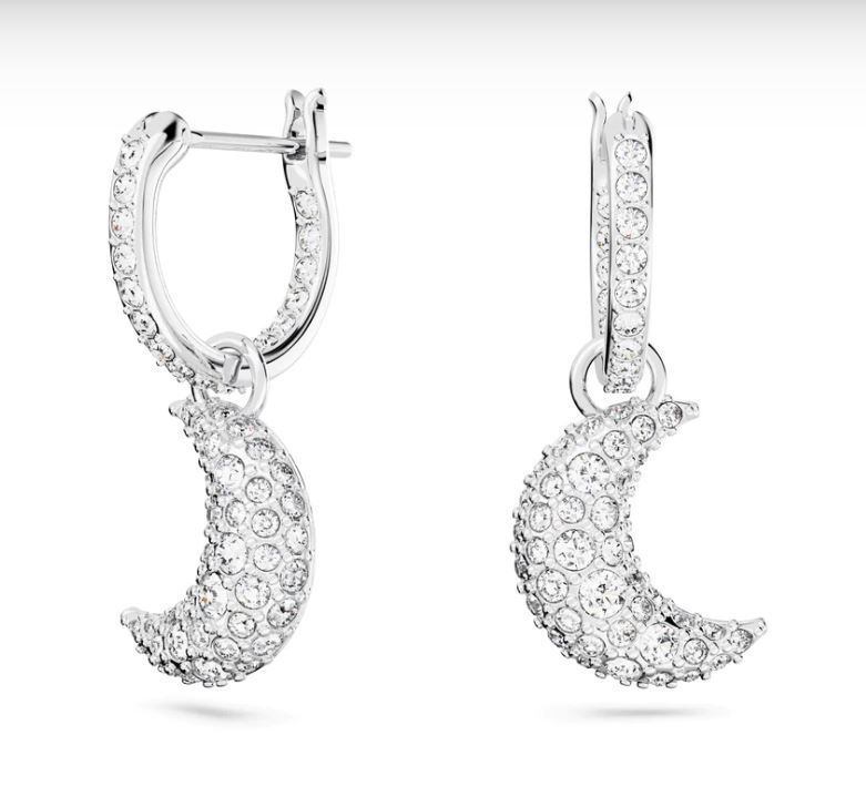 ***NEW*** Luna drop earrings, Moon, White, Rhodium plated - Thompson’s ...